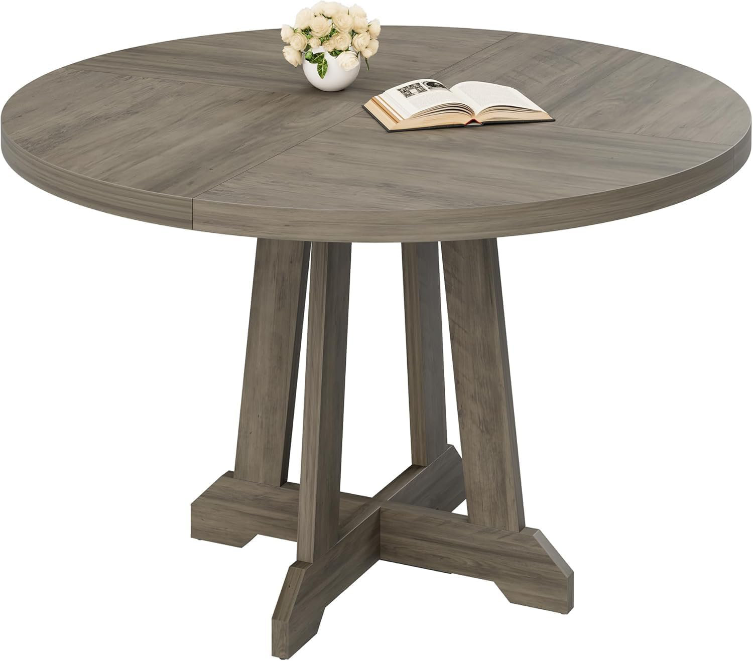 Gracie Oaks 47 Inch Wood Round Dining Table for 4, Modern Kitchen Table ...