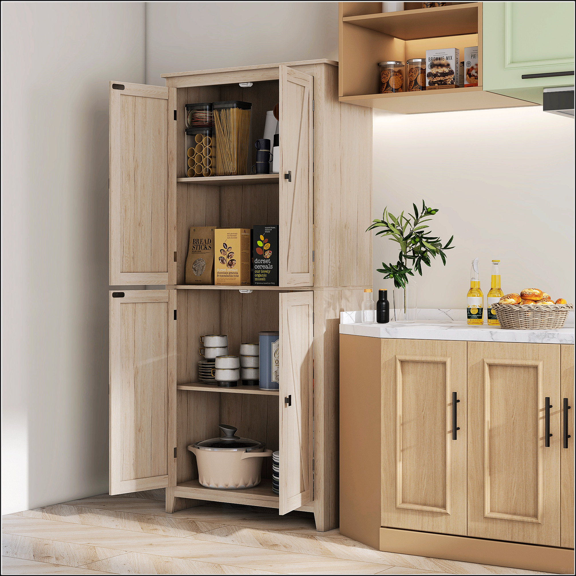 Loon Peak 72" Freestanding 4-Door Kitchen Pantry - Wayfair Canada