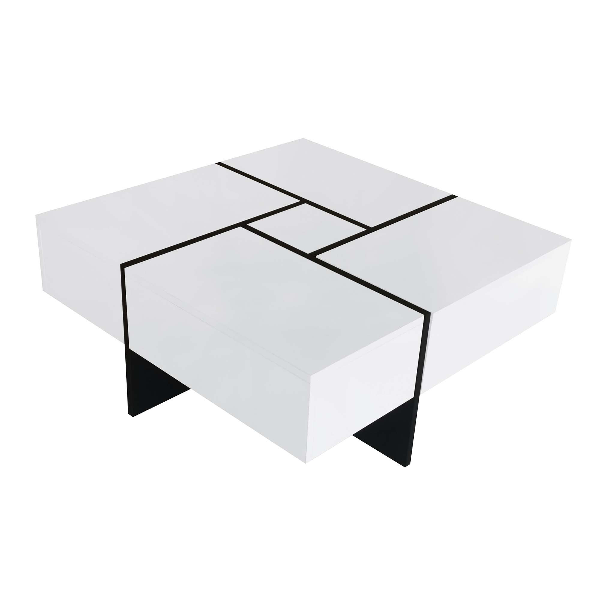 Ivy Bronx UV High-Gloss Design Square Coffee Cocktail Table With 4 ...