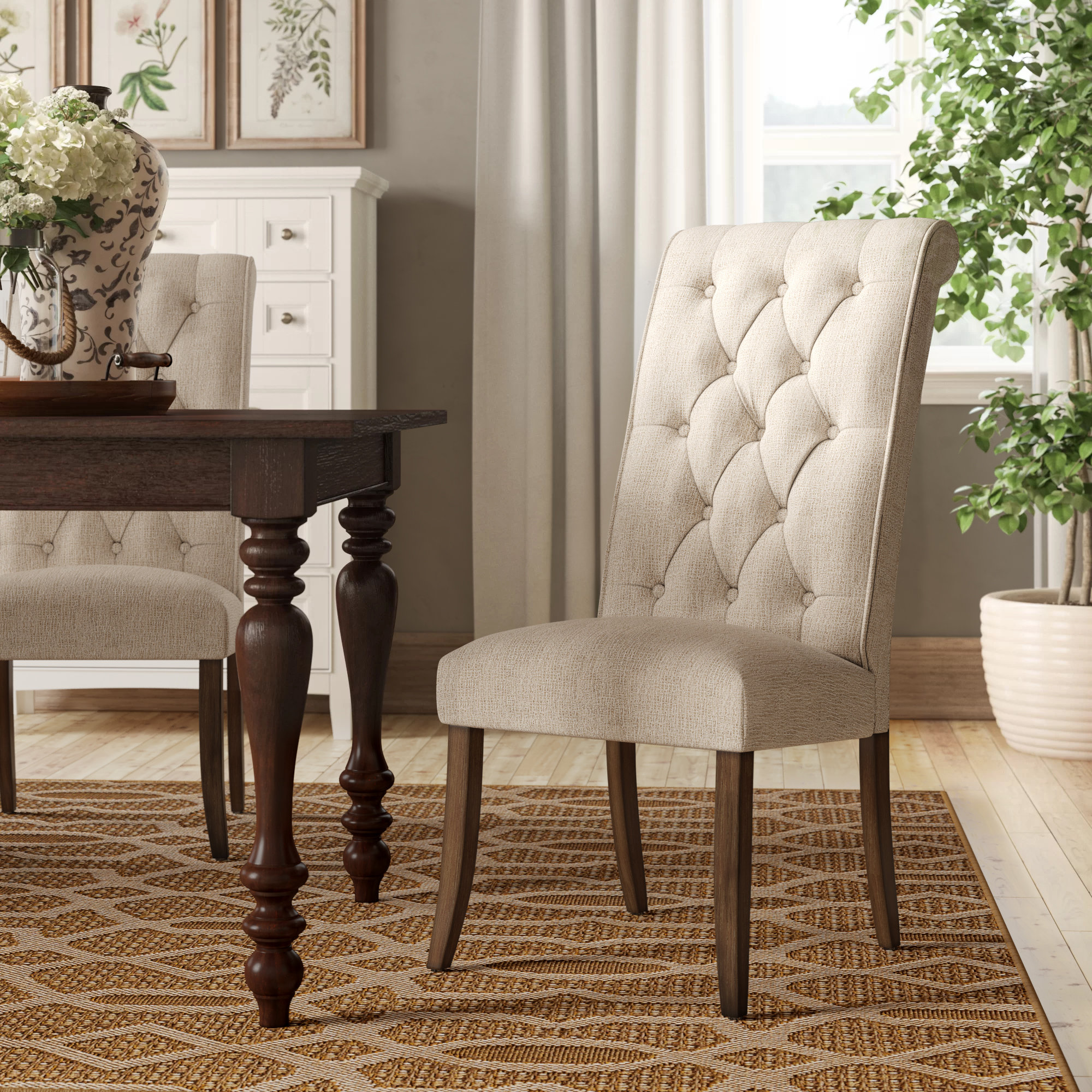 Lark Manor Biyron Tufted Upholstered Dining Chair & Reviews - Wayfair ...