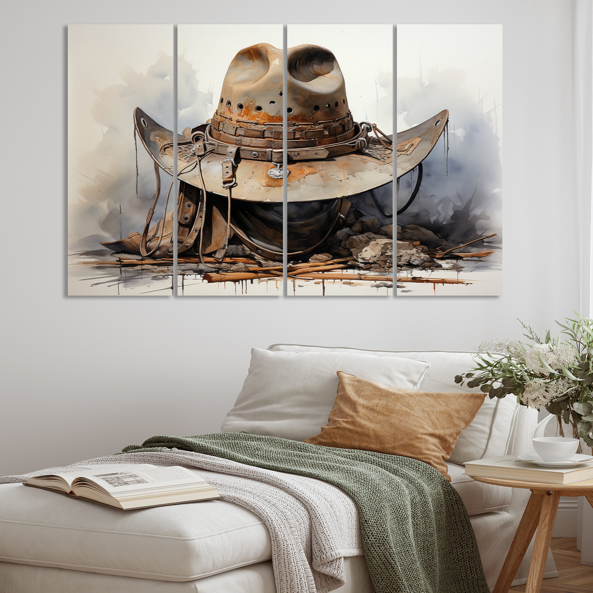Design Art Minimalism Cowboy Hat III - Cowboys Metal Wall Decor Set 4 ...