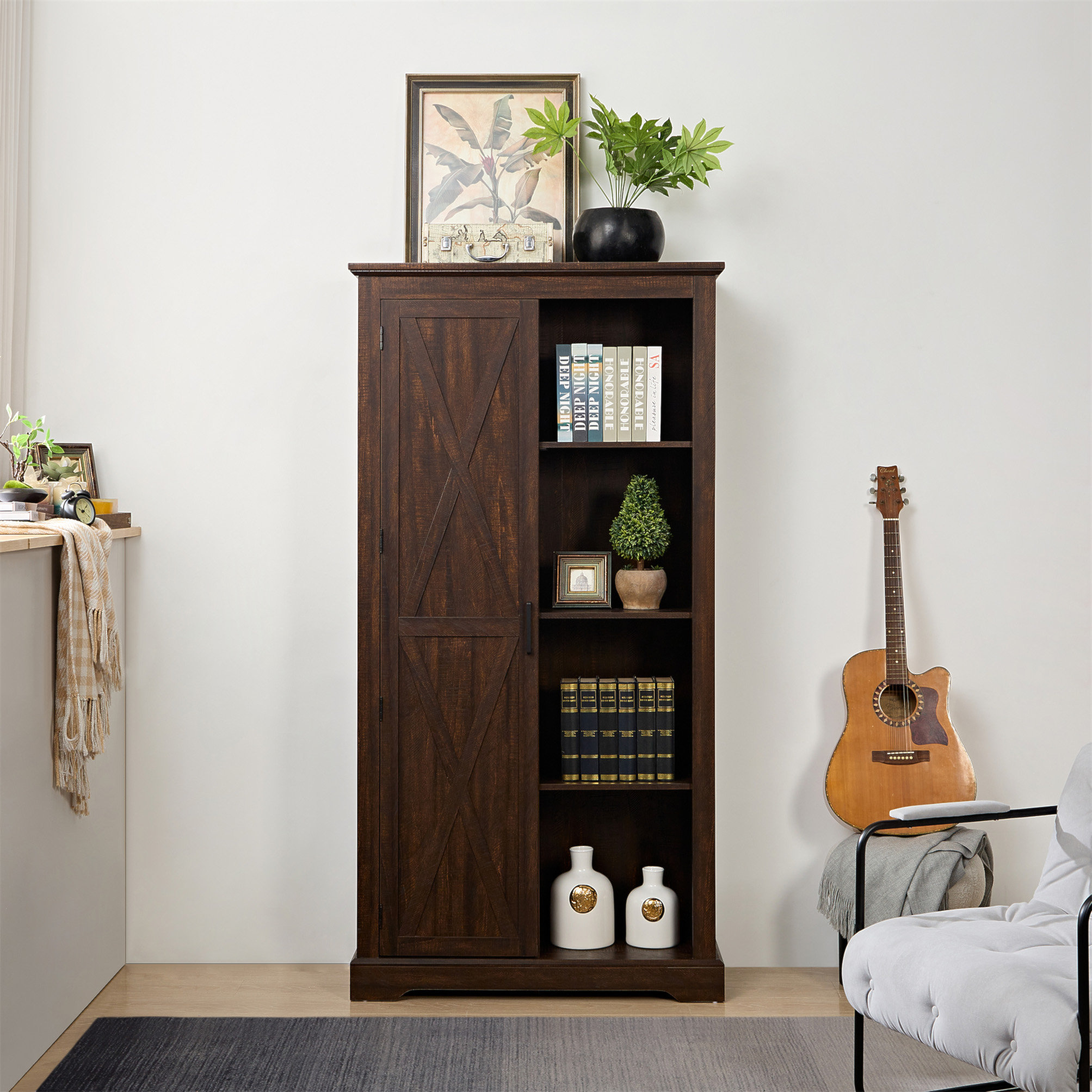 Gracie Oaks Versatile Rustic Farmhouse Storage Cabinet With Drawers And ...