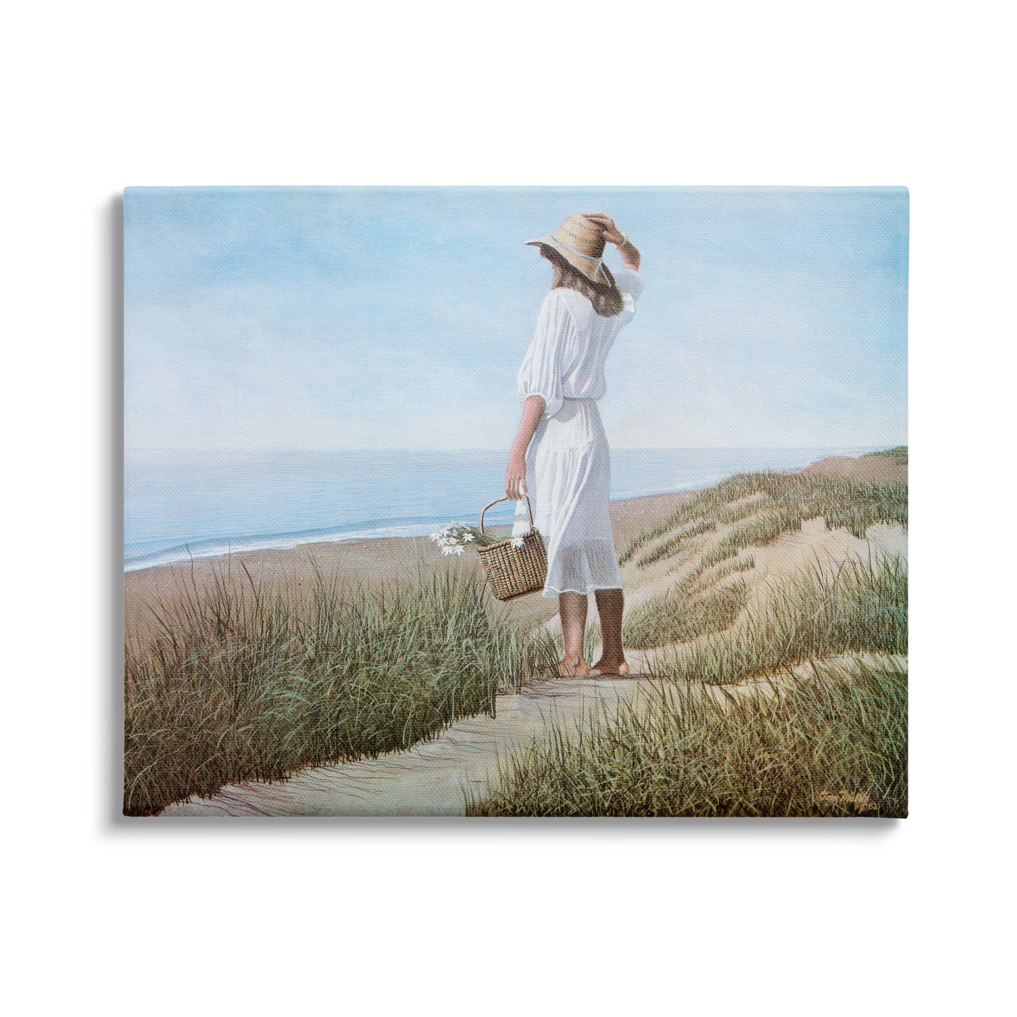 Stupell Industries Women Enjoying Peaceful Beach Shore Landscape View ...