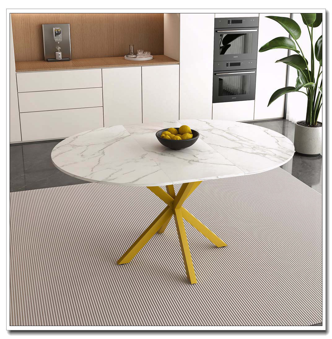 Mercer41 Modern And Simple Round Dining Table With Extendable Blades ...