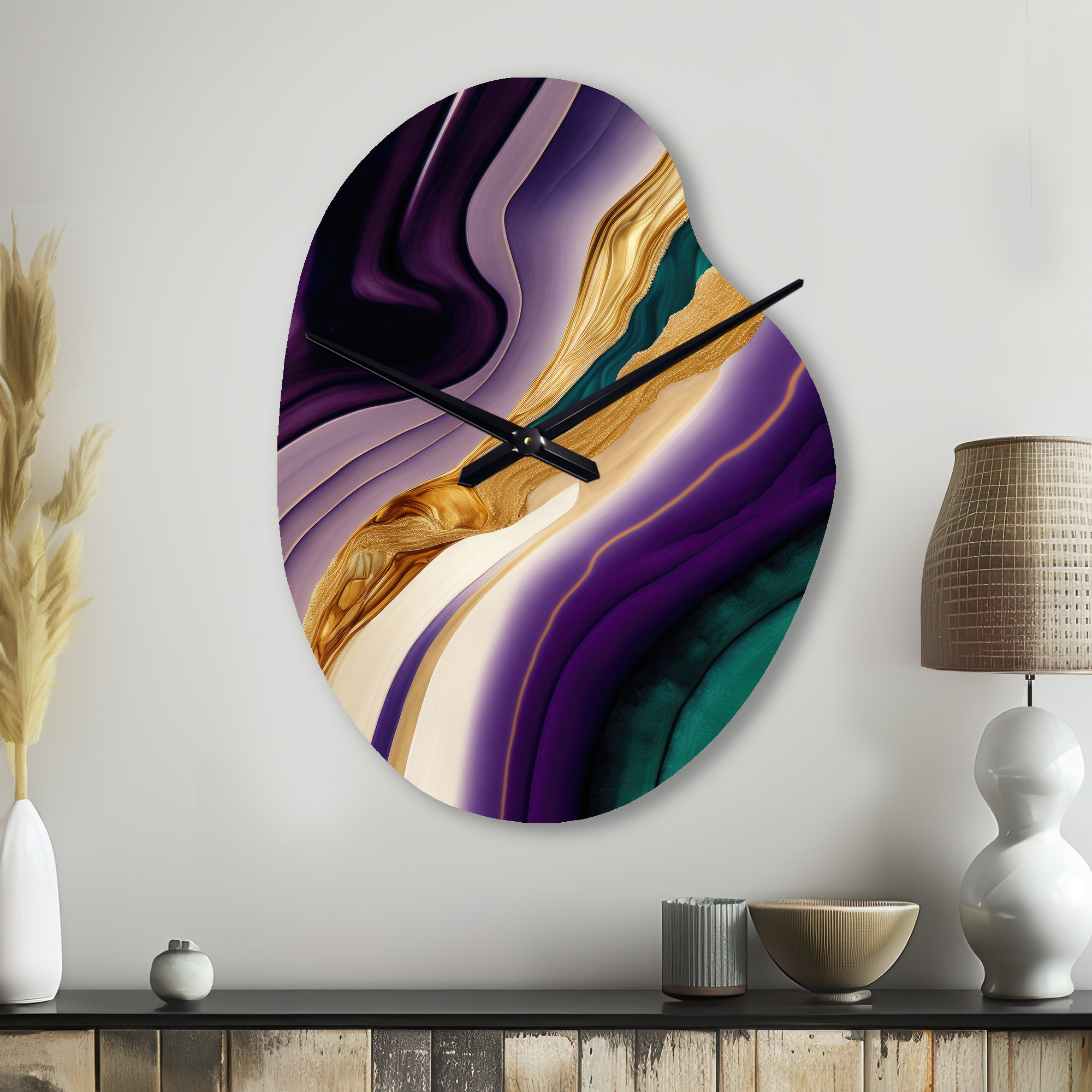 Design Art Purple, Green And Gold Bold Strokes II - Pear Shape ...