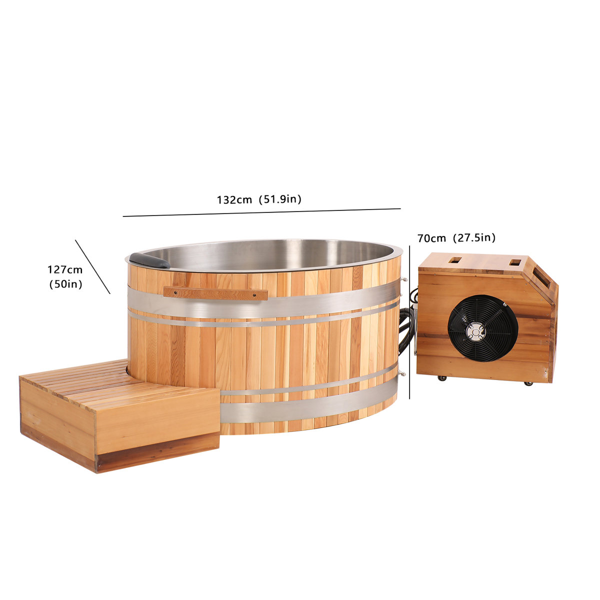 Anyi 110 Volt 1 - Person Red Cedar Oval Plug and Play Ice Tub | Wayfair