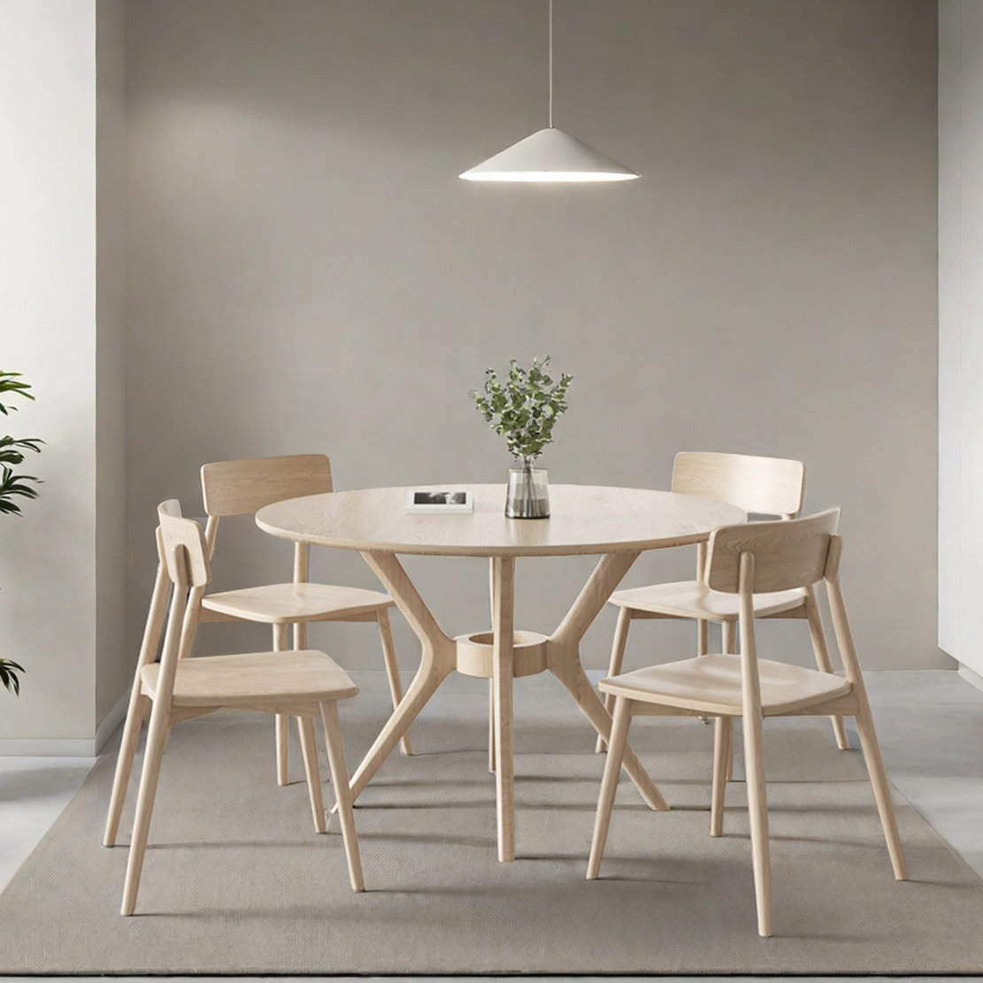 Dining Elegance Simple Dining Table And Chair Combination Round 59.05 ...