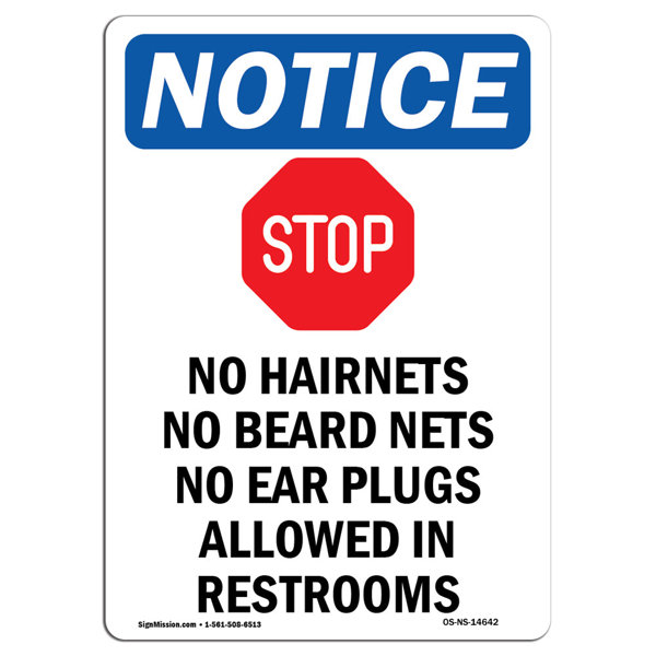 SignMission No Hairnets No Beard Sign | Wayfair