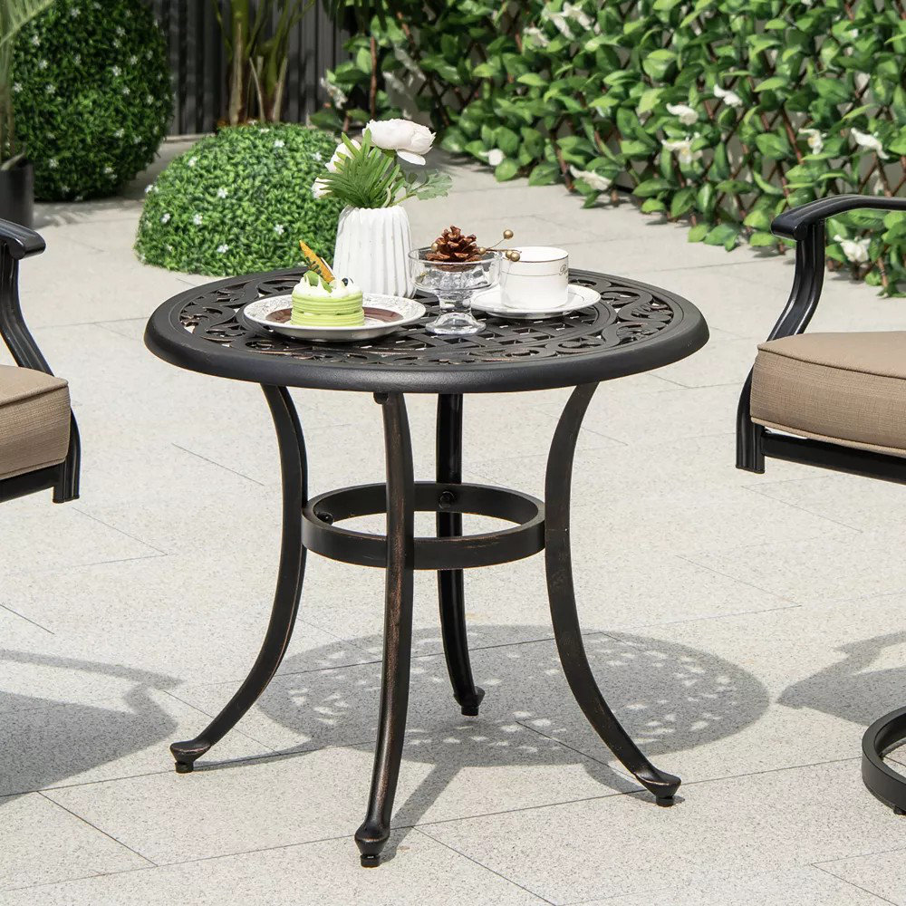 Winston Porter Cast Aluminum Mckinnon 24 Inch Outdoor Round Side Table ...