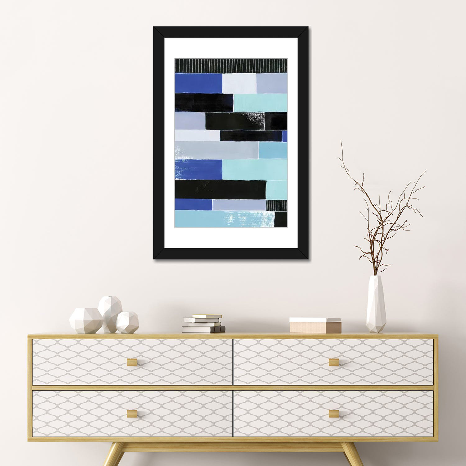 East Urban Home 'Black & Blue Bricks I' Print on Canvas - Wayfair Canada