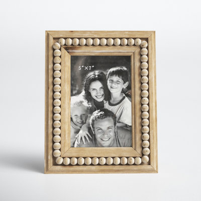 Dakota Fields Wood Beaded 3 Slot Photo Frame | Wayfair