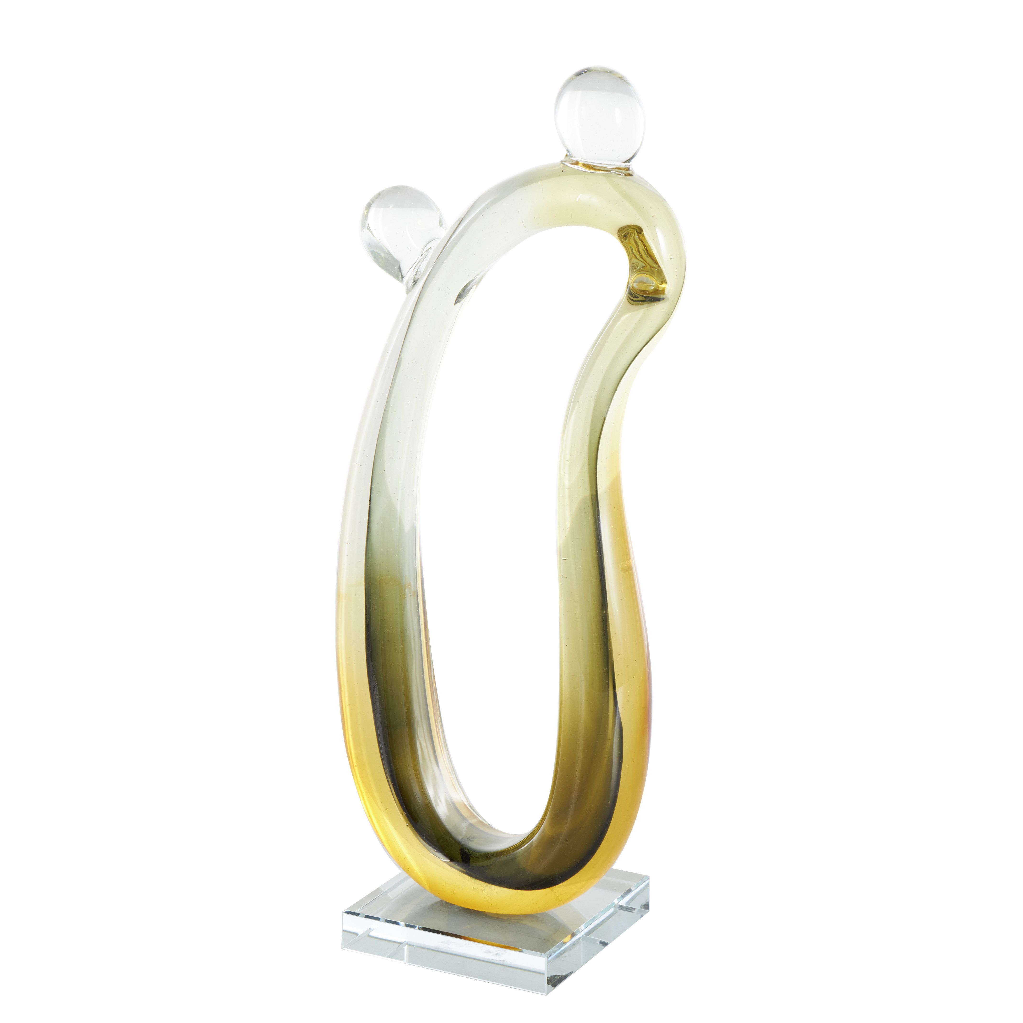 Ivy Bronx Howund Glass Curved Cutout Ombre Abstract Decorative Orange ...