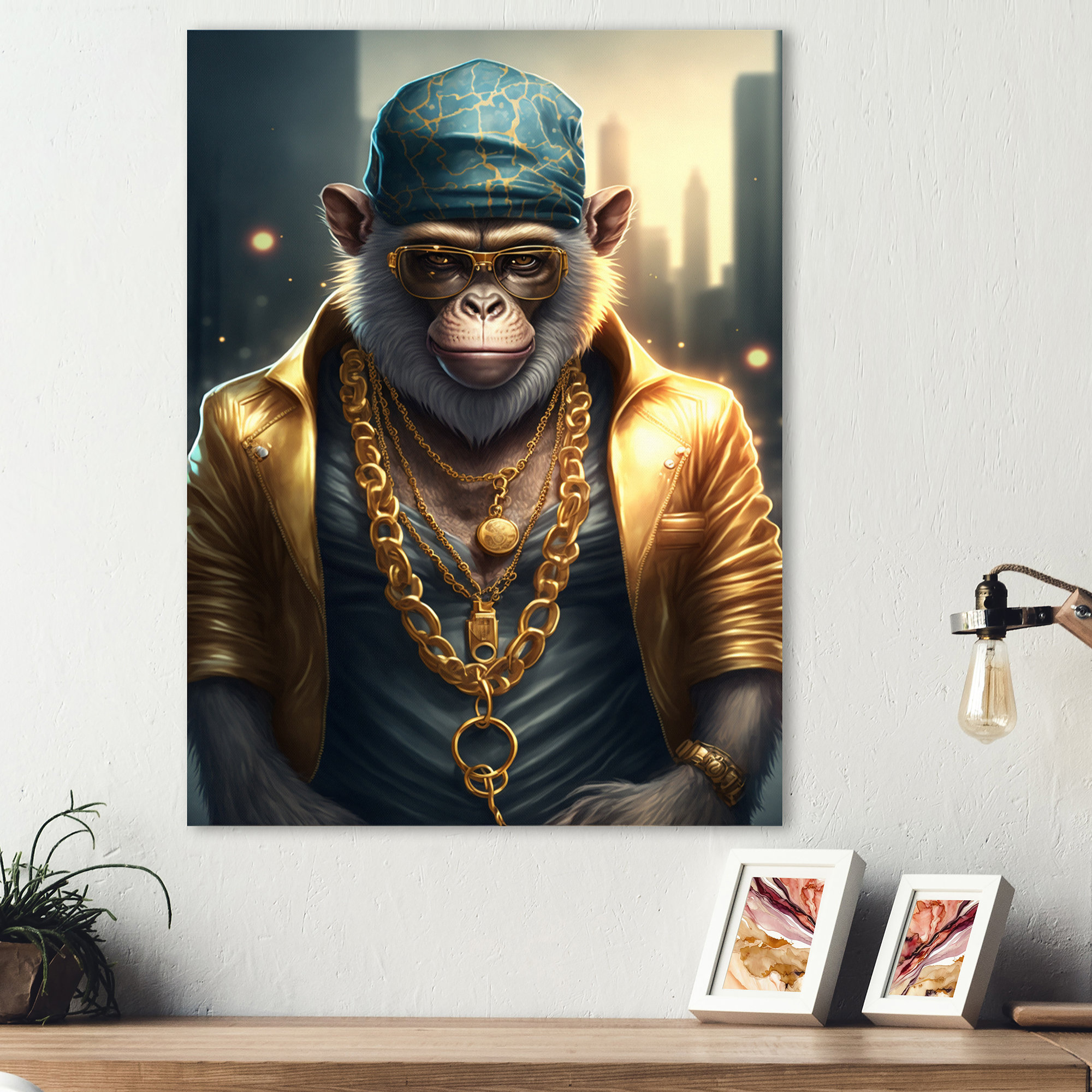 Trinx Monkey Gangster In NYC I - Animals Canvas Wall Art - Wayfair Canada