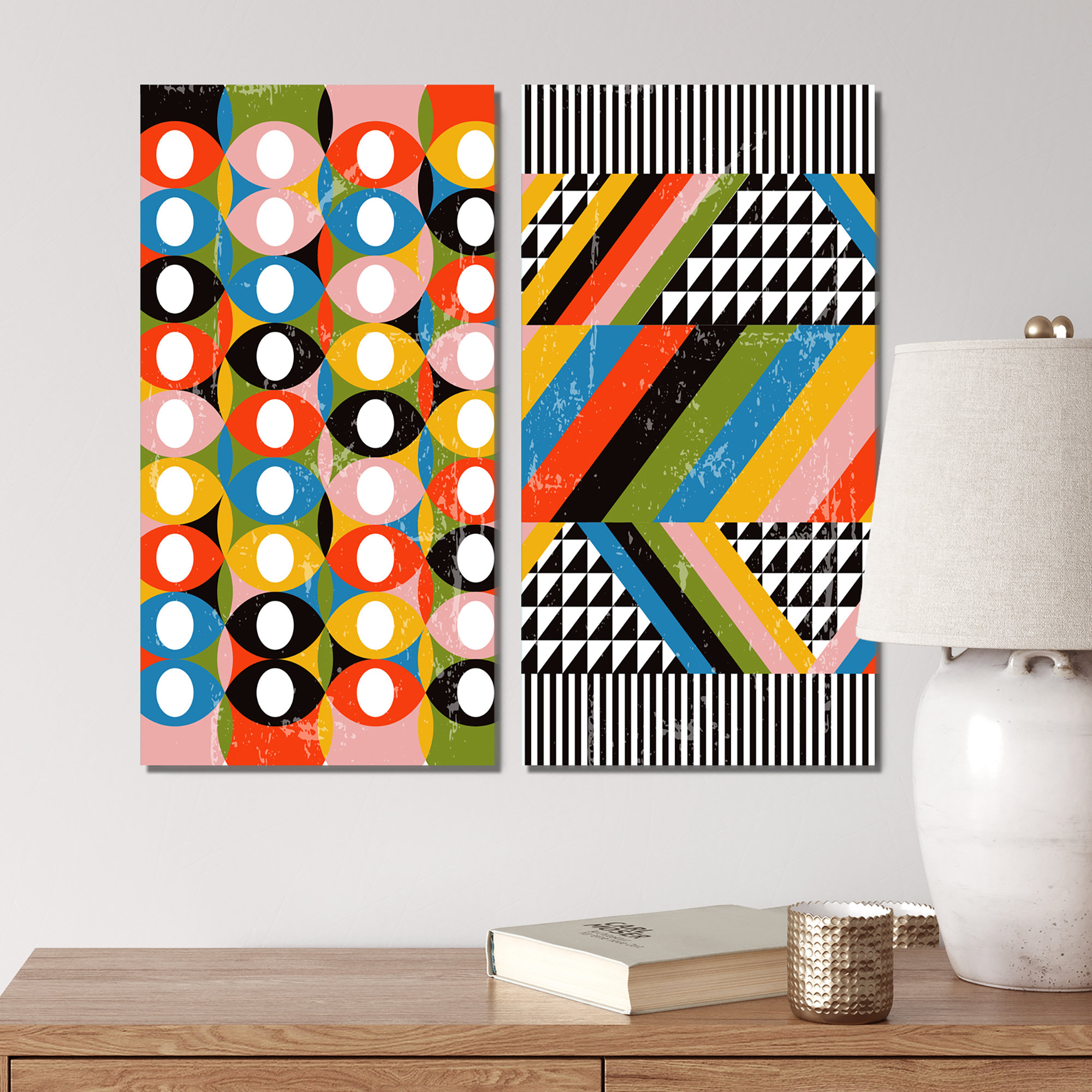 Dakota Fields Abstract Geometric Shapes in Retro Colours IV - 2 Piece ...