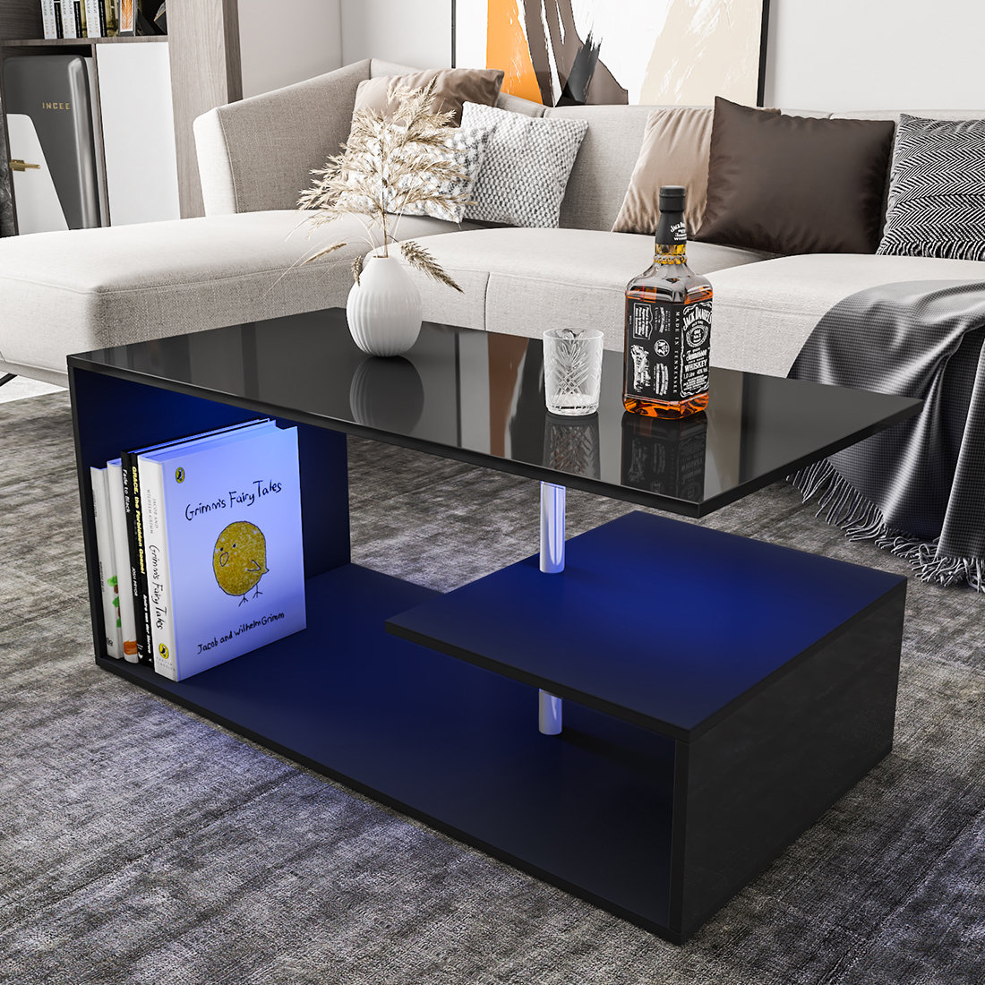 Wade Logan® Holl Modern Coffee Table with Smart APP Controlled RGB LED ...