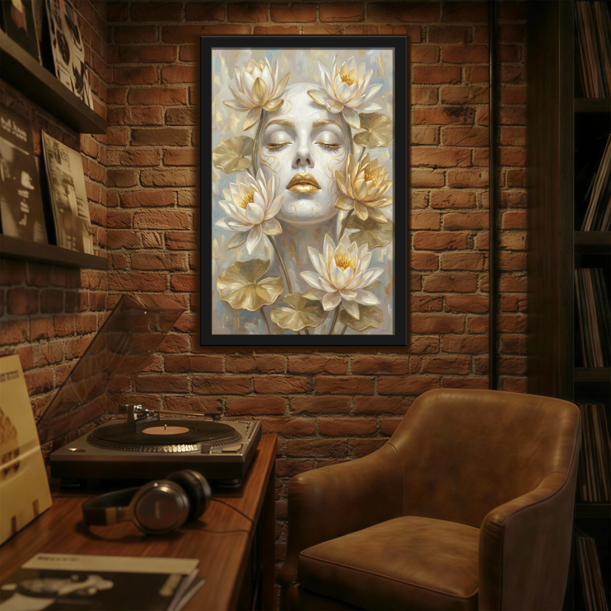 Winston Porter Plants & Flowers White Face With Gold Flowers And Closed ...