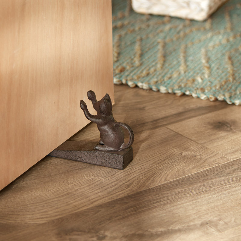 Winston Porter Hadilynn Cast Iron Paws Up Kitty Cat Door Stopper ...