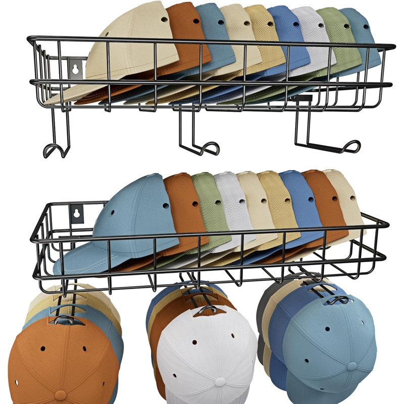Rebrilliant Metal Wall Hat Racks With Multiple Hooks, Hat Organizer For ...