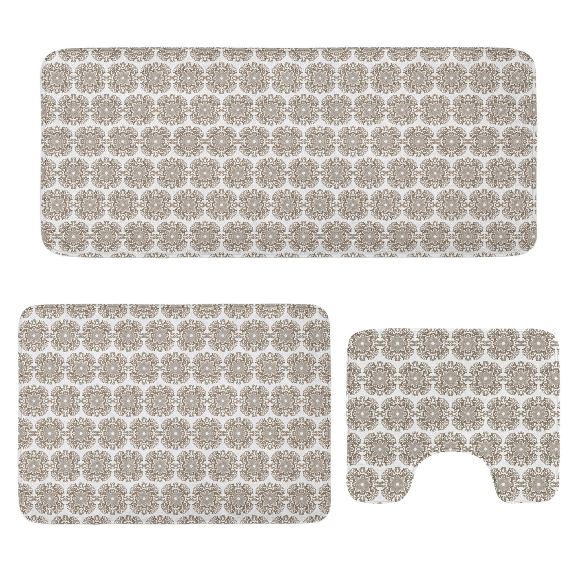 Astoria Grand Damask Bathroom Rug Set 3 Pieces U-Shape & Rectangle Mats ...