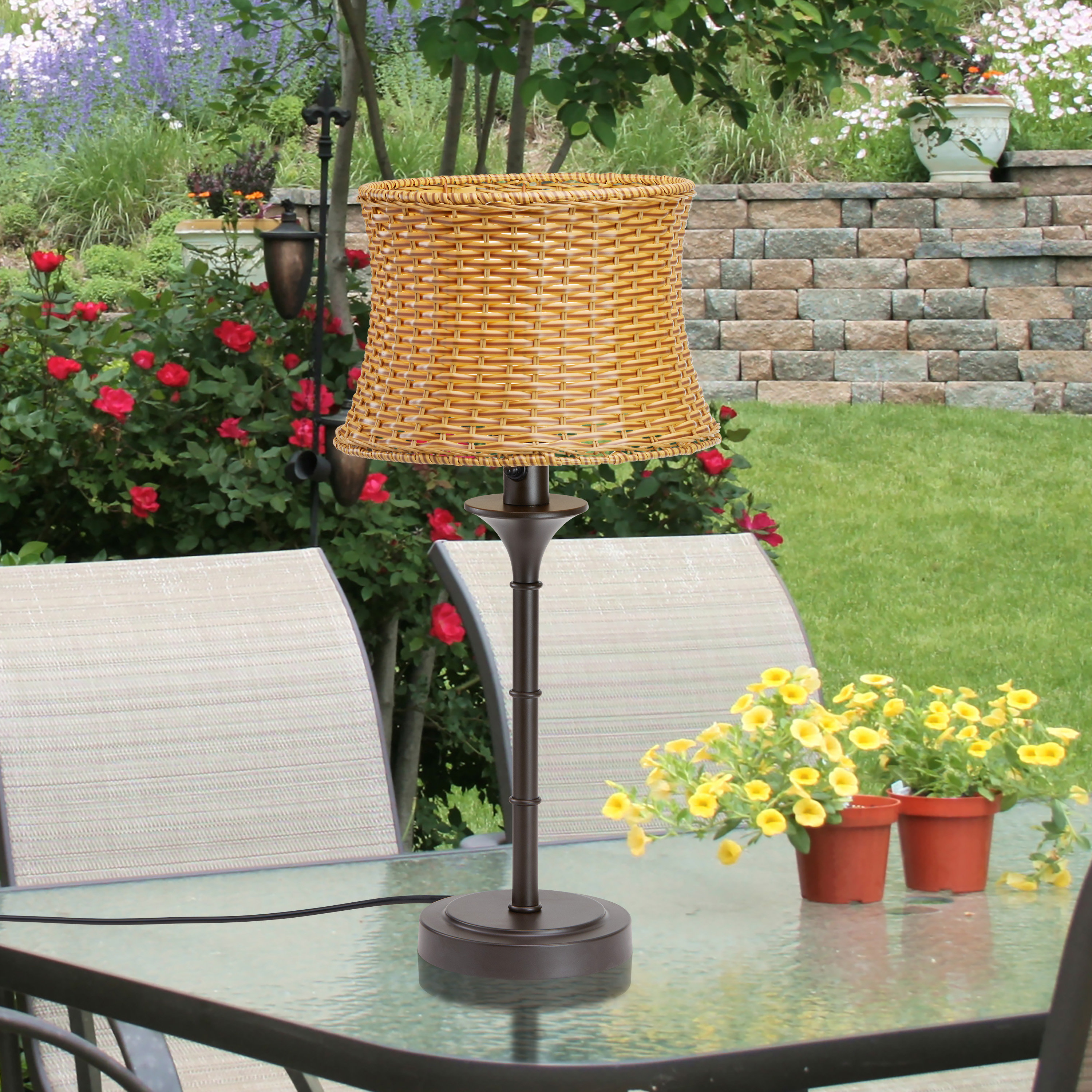 Highland Dunes Evrard 25.25"H Outdoor and Indoor Basket Weave Table ...