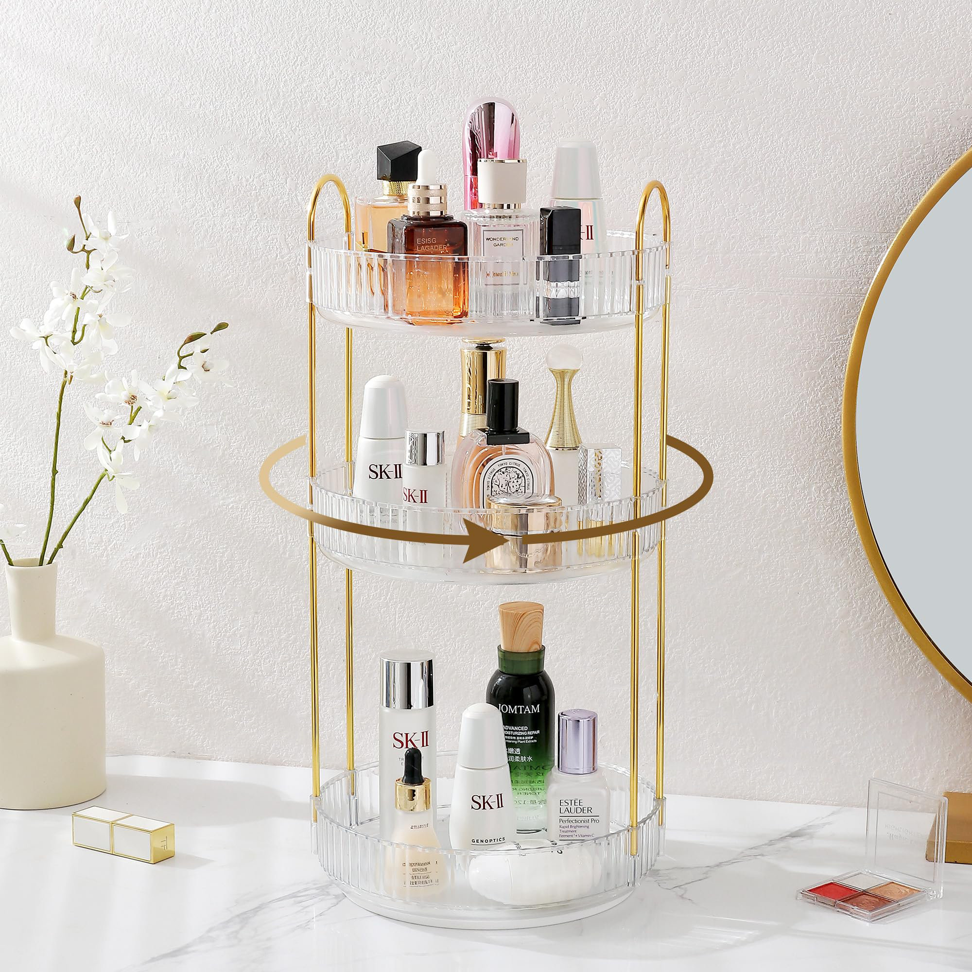 Everly Quinn Rotating Makeup Organizer for Vanity | Wayfair