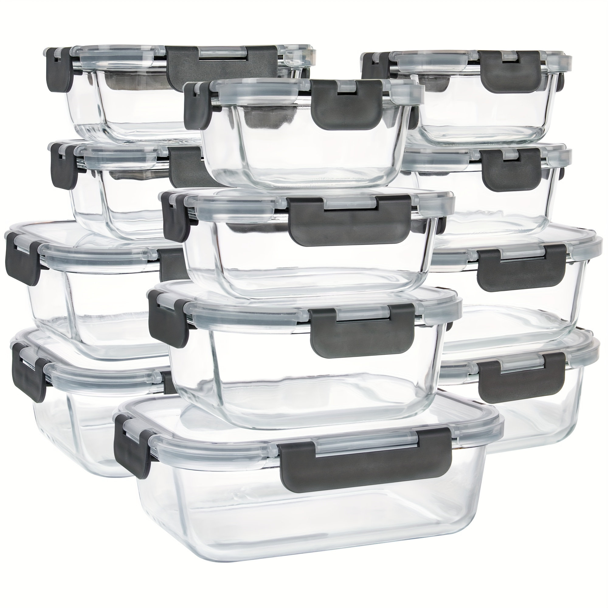 Prep & Savour 24 pieces 24-Piece High Borosilicate Glass Food Storage ...