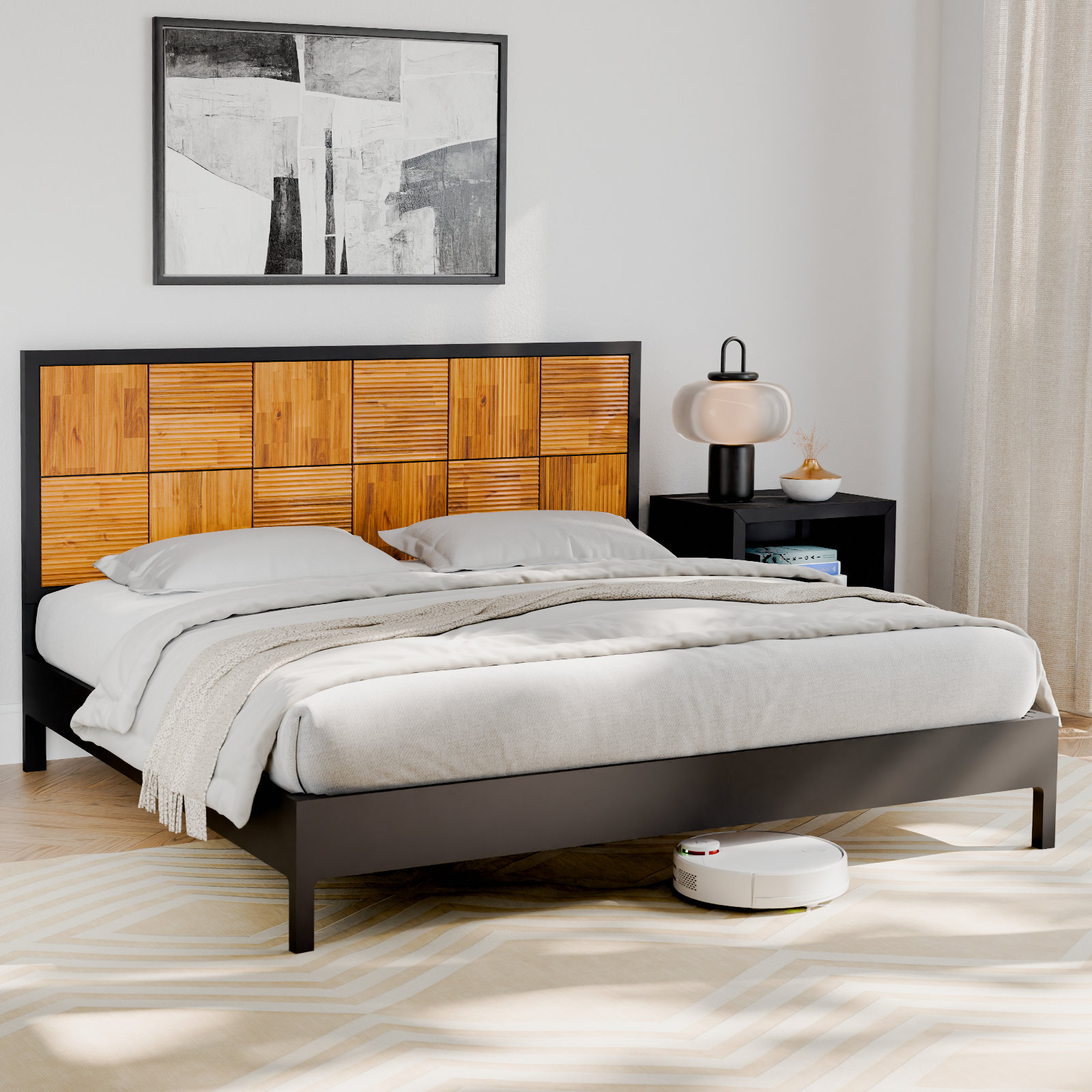 Millwood Pines Vivian Jade Platform Bed Frame with Solid Wood and ...