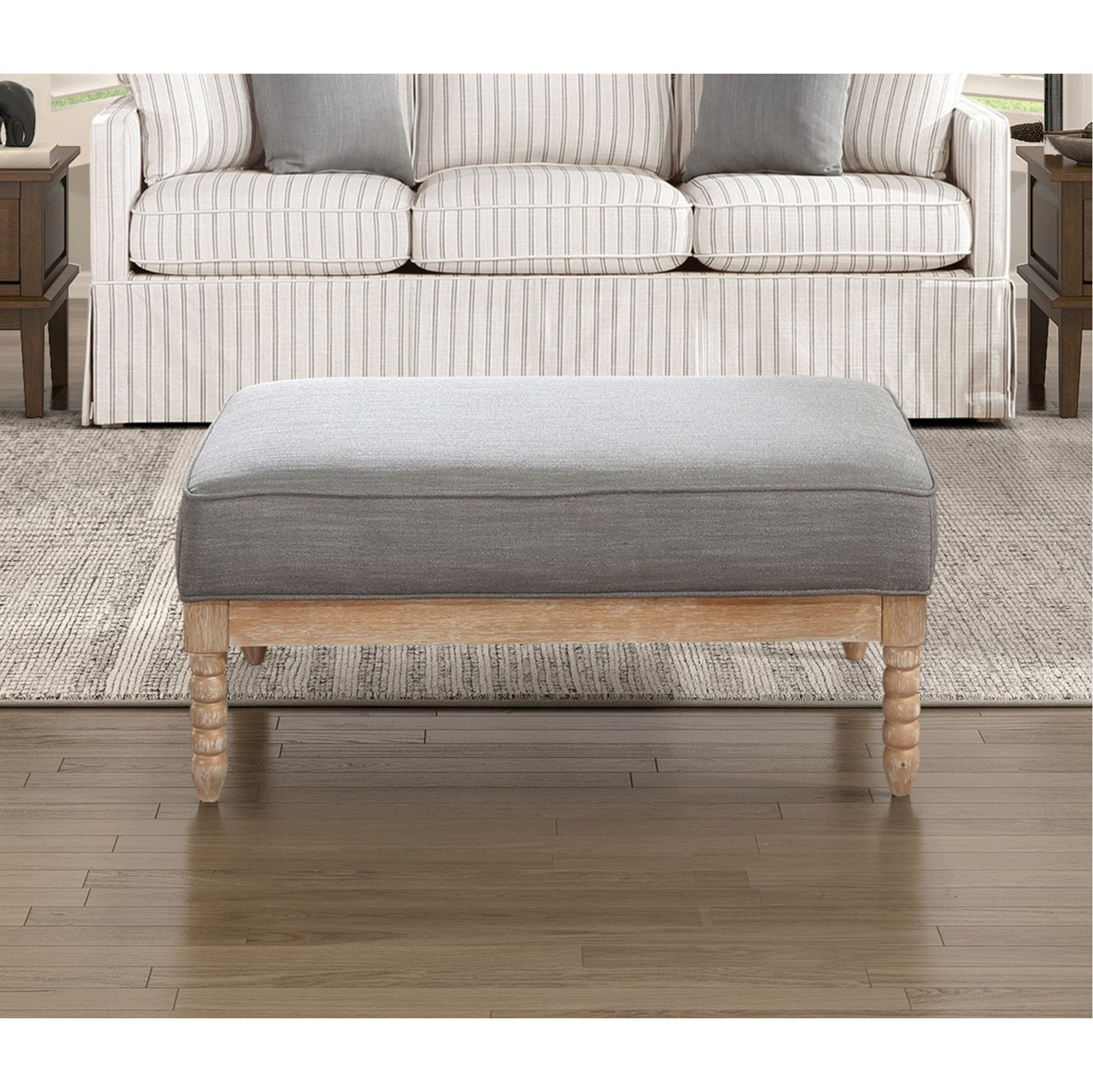 Winston Porter Abuzar 41.5" Traditional Textured Ottoman with Stylish ...