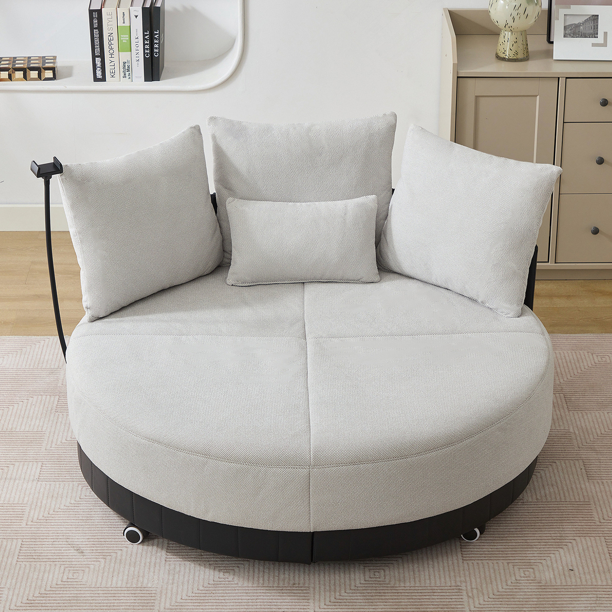 Latitude Run® 52.75" Oversized Round 360° Swivel Chair Couples Chair ...