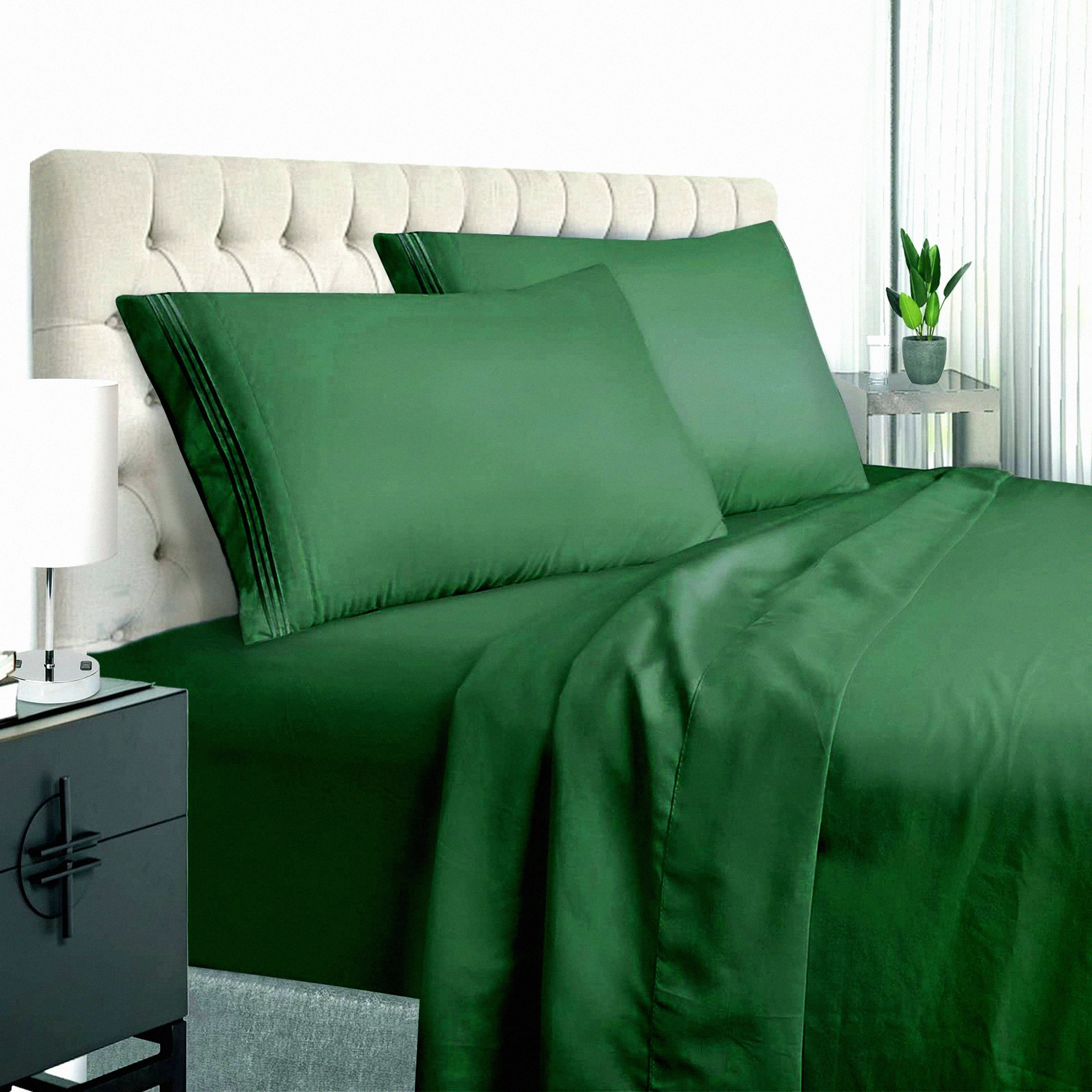 BRBCA Luxury Emerald Green Bedding Set | Deep Pocket Full Size Sheets ...