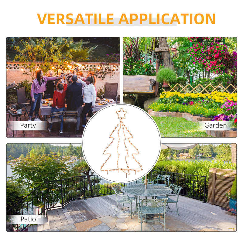 The Holiday Aisle® Outsunny 30" Outdoor LED Christmas Tree Rope Lights ...