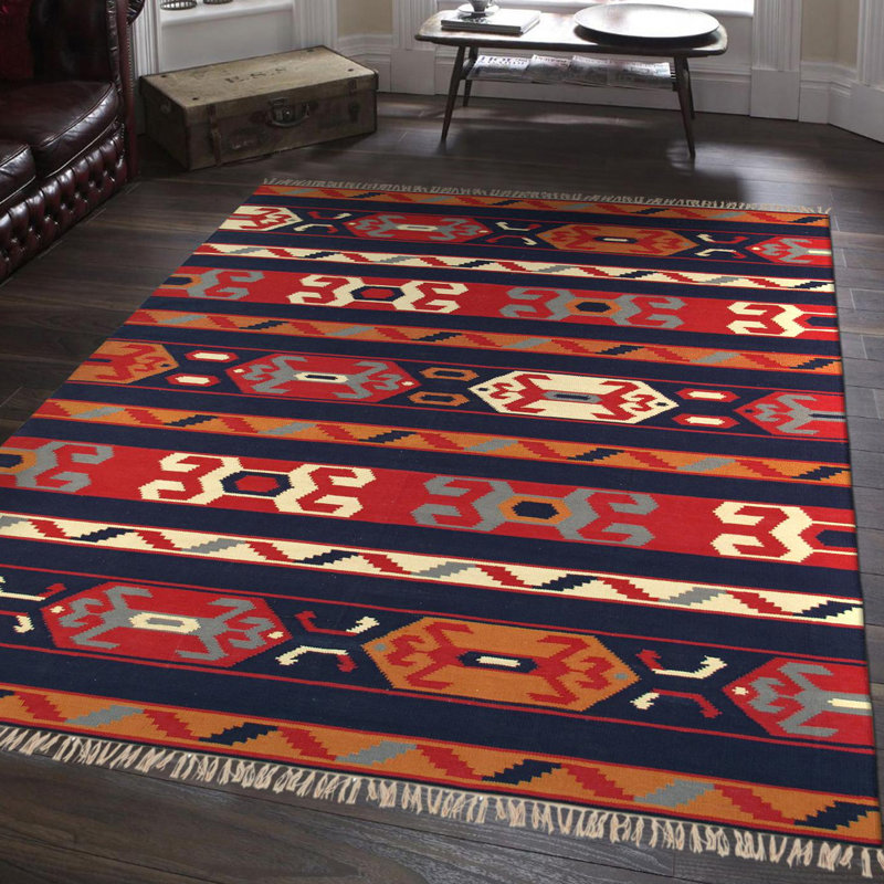 Pasargad Anatolian Hand-Knotted Cotton Southwestern Area Rug in Blue ...