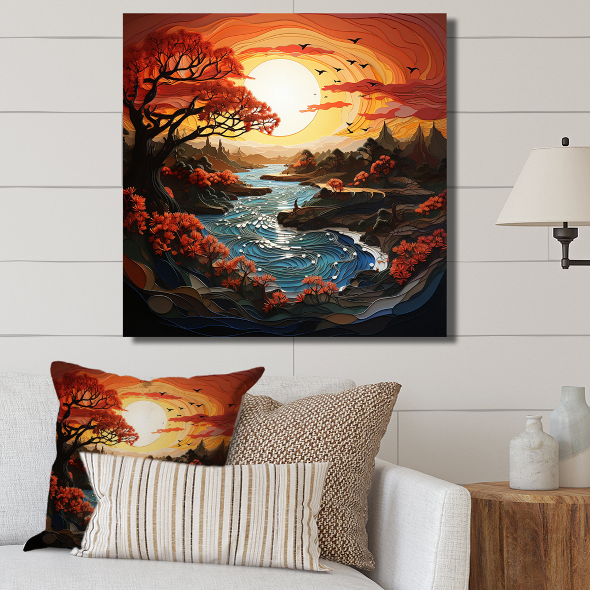 Red Barrel Studio® Jakaylee Orange Sunrise Silent Awakening Papercut I ...