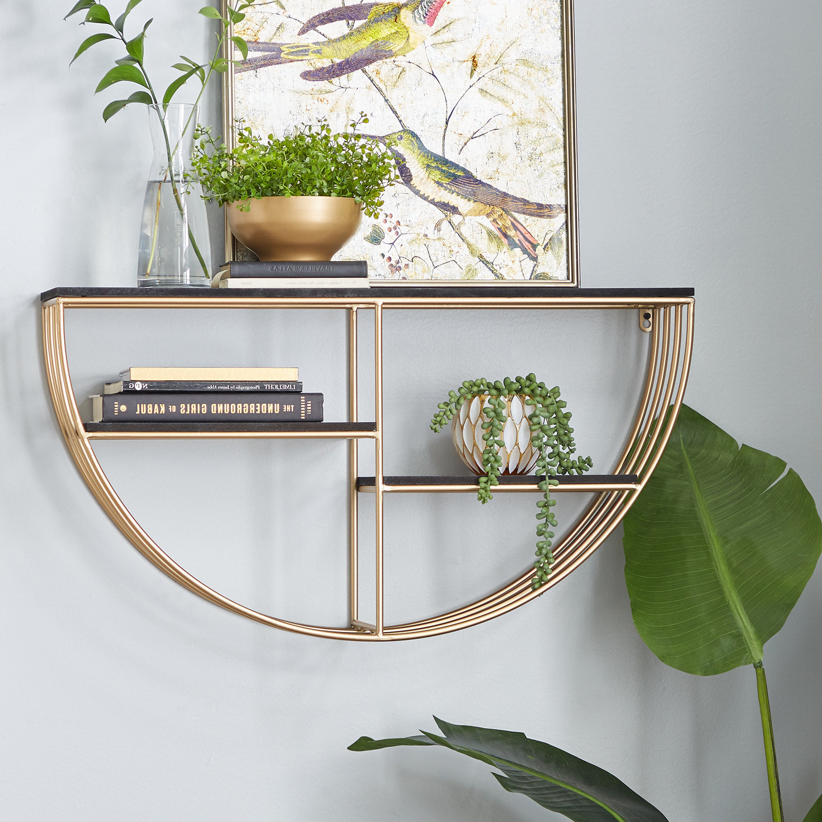 Etta Avenue™ Wooden 3 Shelves Wall Shelf with Half Moon Shape & Reviews ...