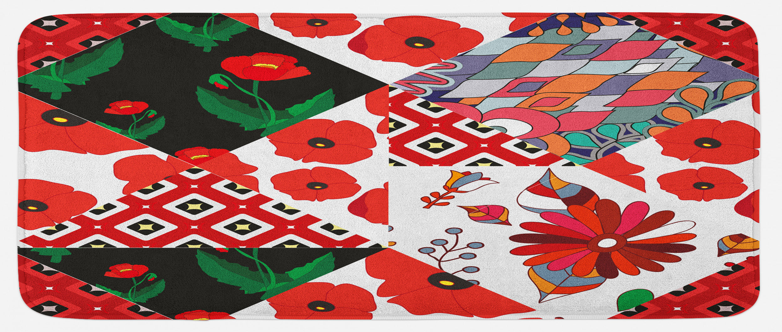 East Urban Home Patchwork Inspired Pattern With Poppy Flowers Russian ...
