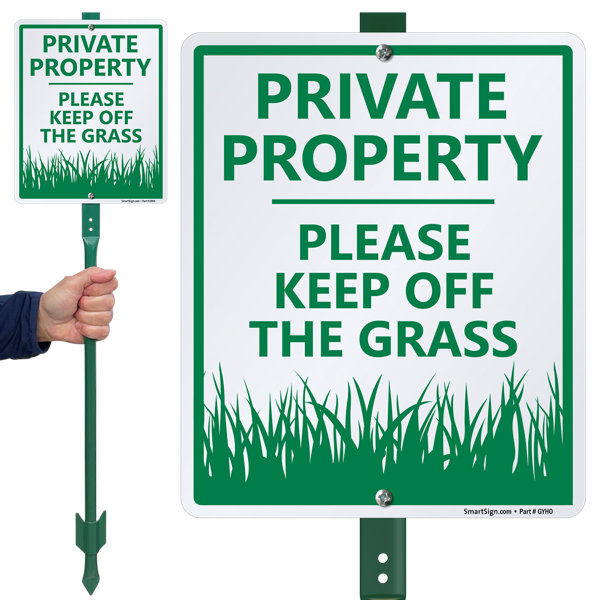 SmartSign Private Property - Please Keep Off The Grass Sign And Stake ...