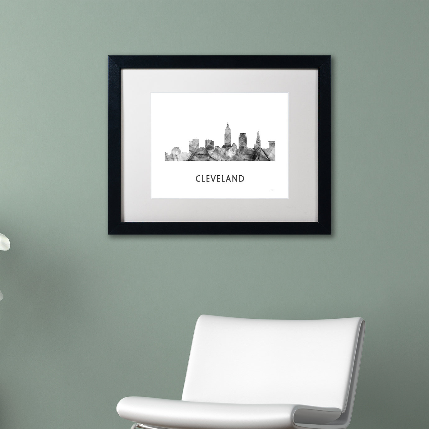 Trademark Fine Art 'Cleveland Ohio Skyline WB-BW' Framed Graphic Art on ...