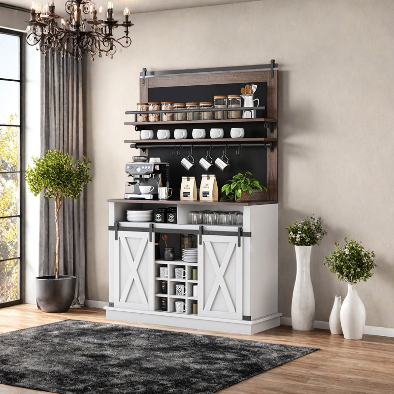 Gracie Oaks Coffee Bar Cabinet, Tall Bar Cabinet Kitchen Buffet ...
