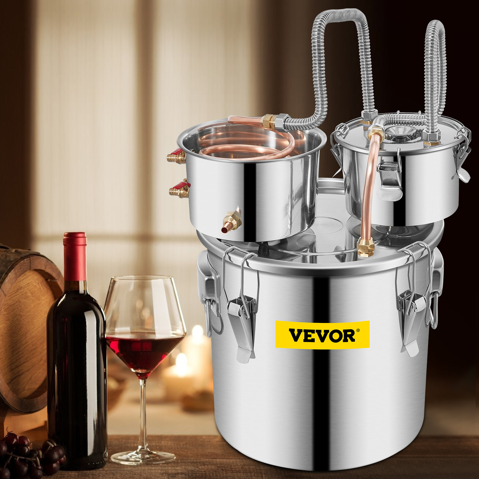 Stellweilan Tessberg Alcohol Still, 3 Gallon, Stainless Steel Alcohol ...