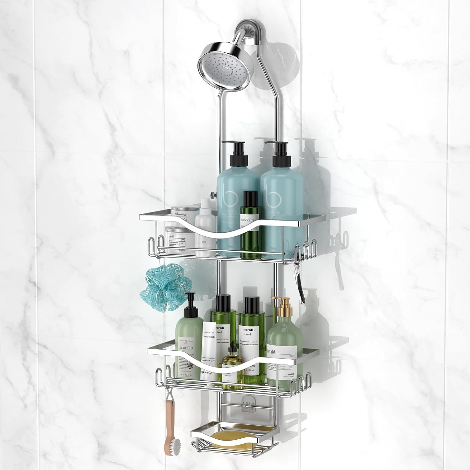 Latitude Run® Shower Caddy Hanging Adjustable Shower Caddy, Rustproof ...
