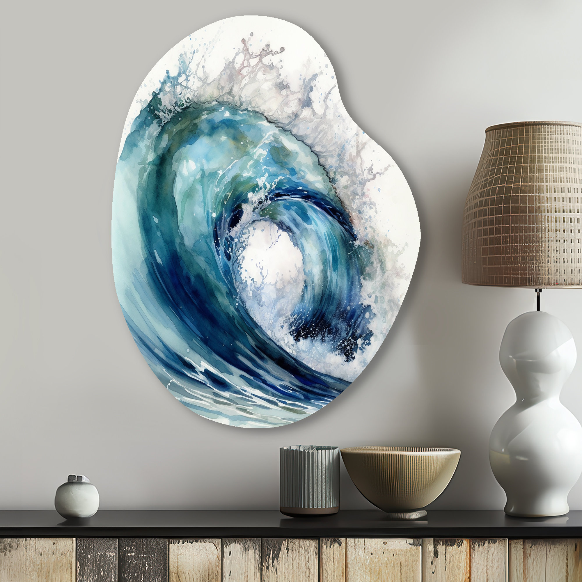 Design Art Ocean Wave Movement VI - Modern Beach Pear Shape Irregular ...