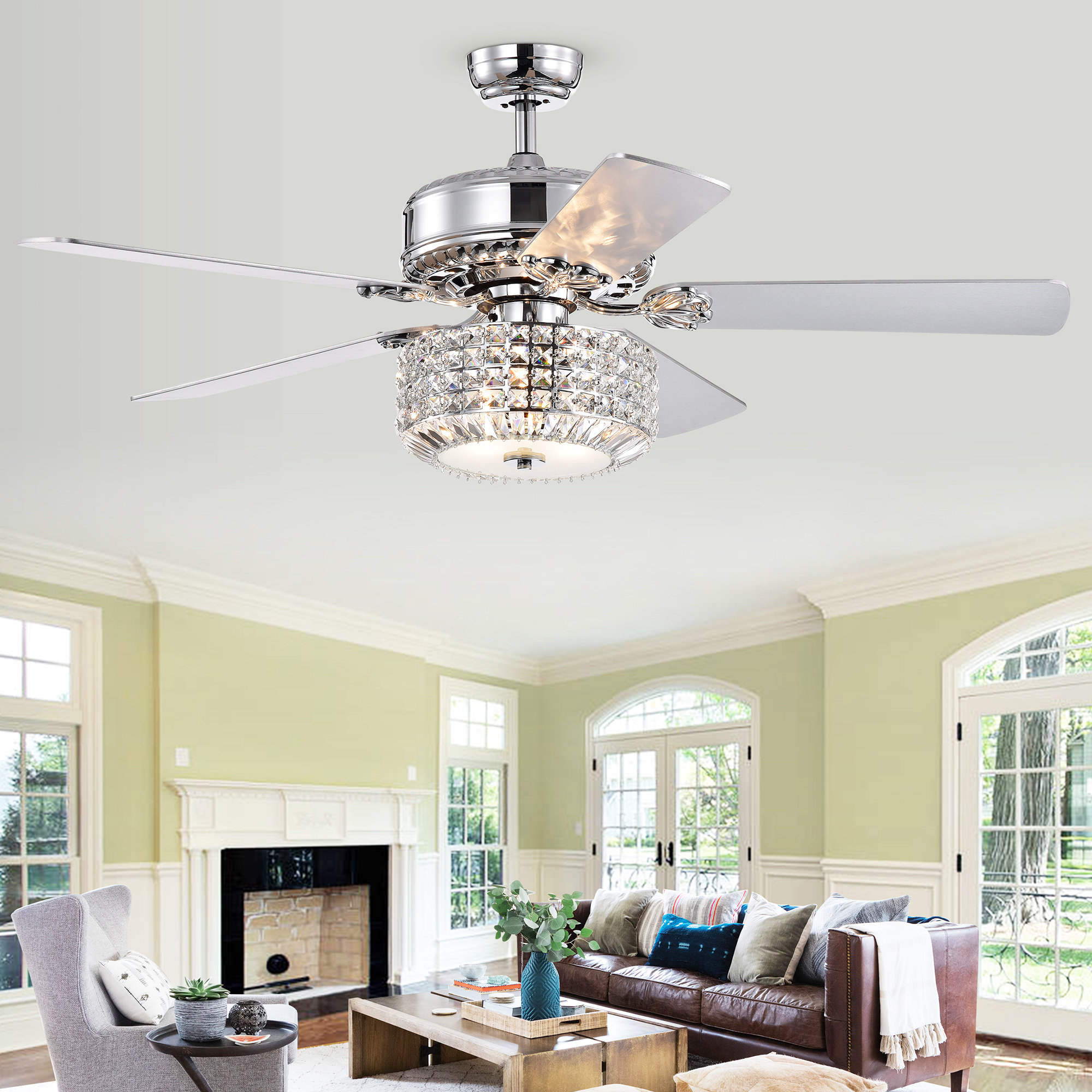 House of Hampton® 52" Pitchford 5 - Blade Crystal Ceiling Fan with ...