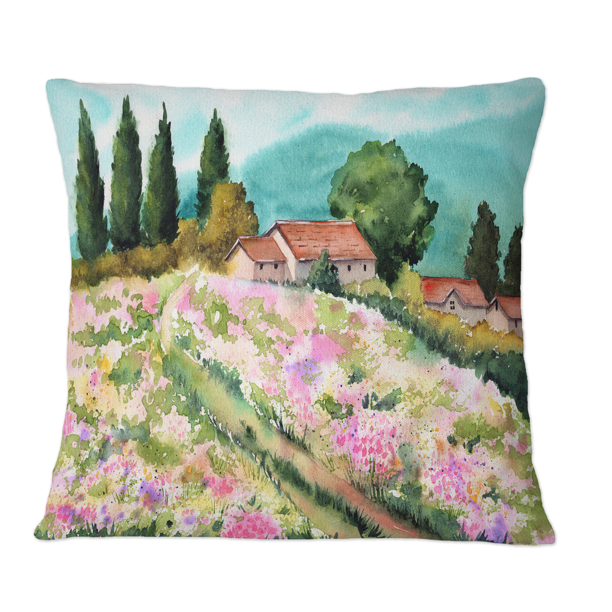 Design Art Little Mountain House On In Meadows - Country Printed Throw ...