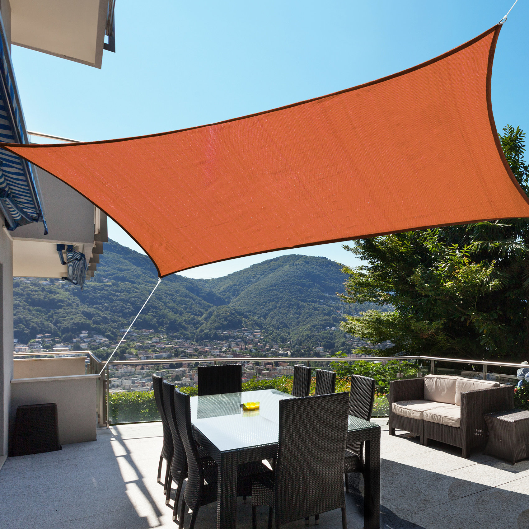 Outsunny 20' X 16' Rectangle Outdoor Patio Sun Sail Shade Canopy, Brick ...