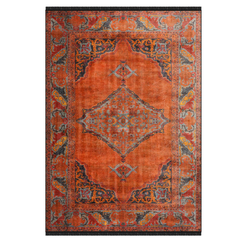 Rugpera Ella Orange And Black Color Oriental Design Carpet Machine ...