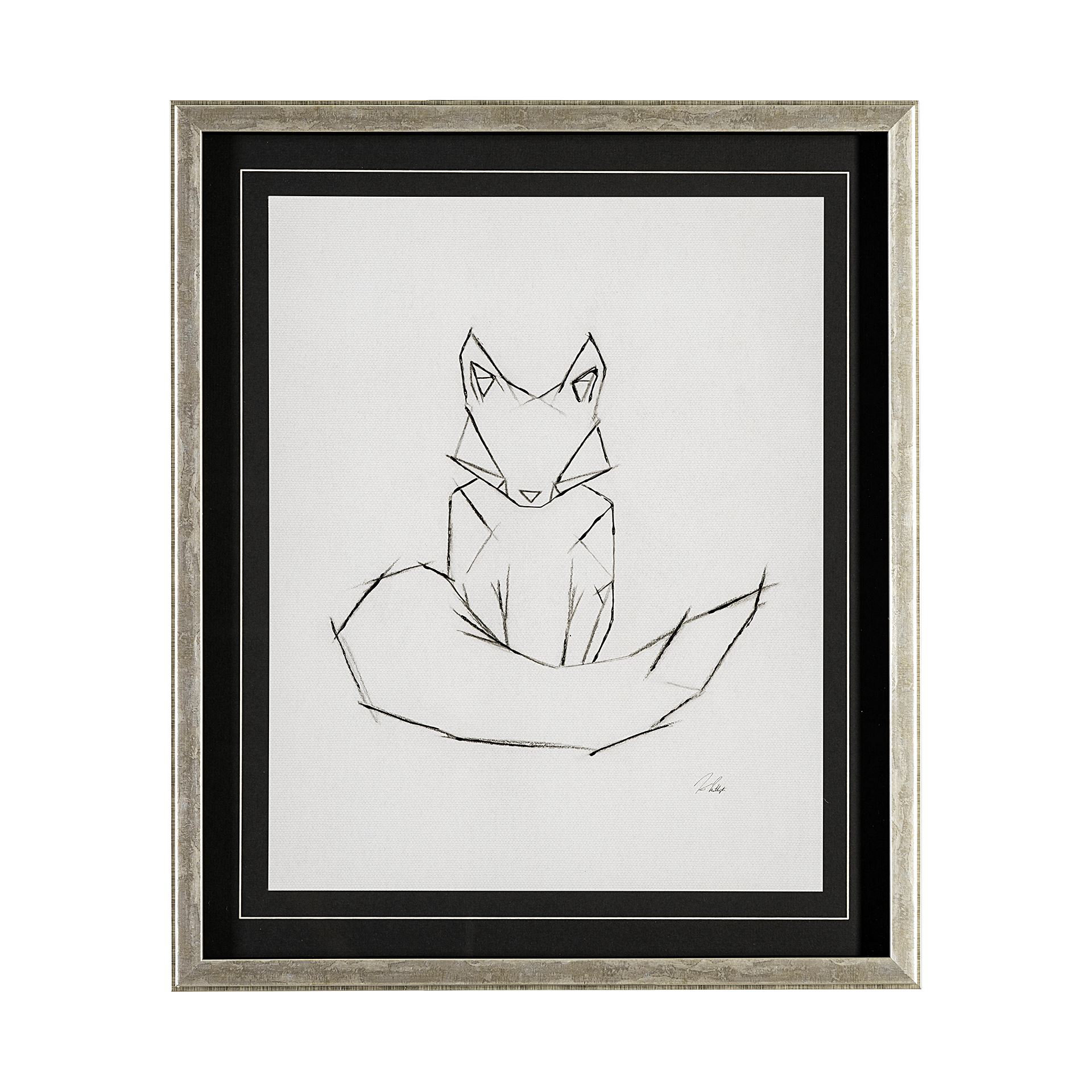 Orren Ellis Geo Fox a Hand Embelished Textured Framed Art Print Matted ...