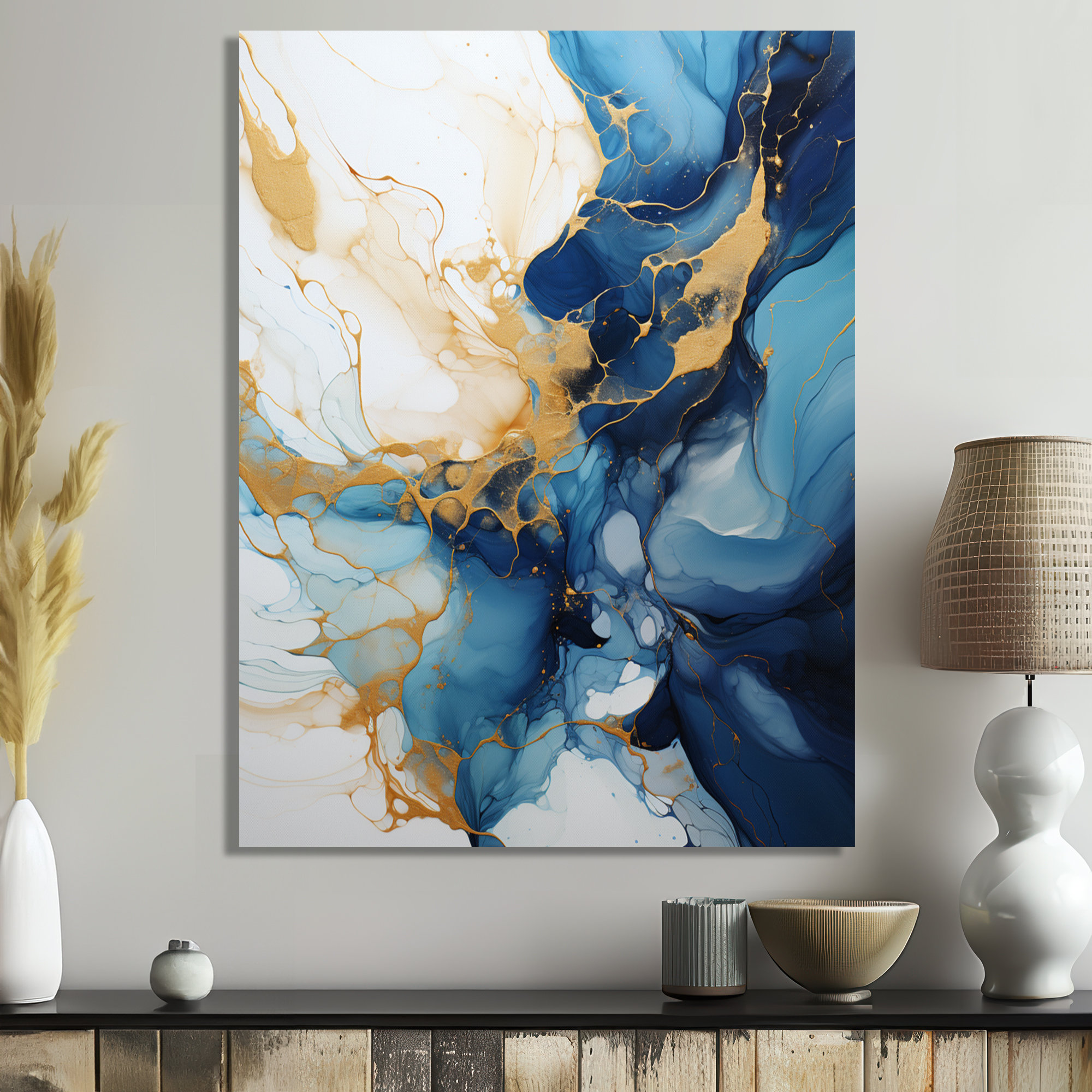 Mercer41 Golden Sun Reflection On The Waves - Marble Wall Art Living ...