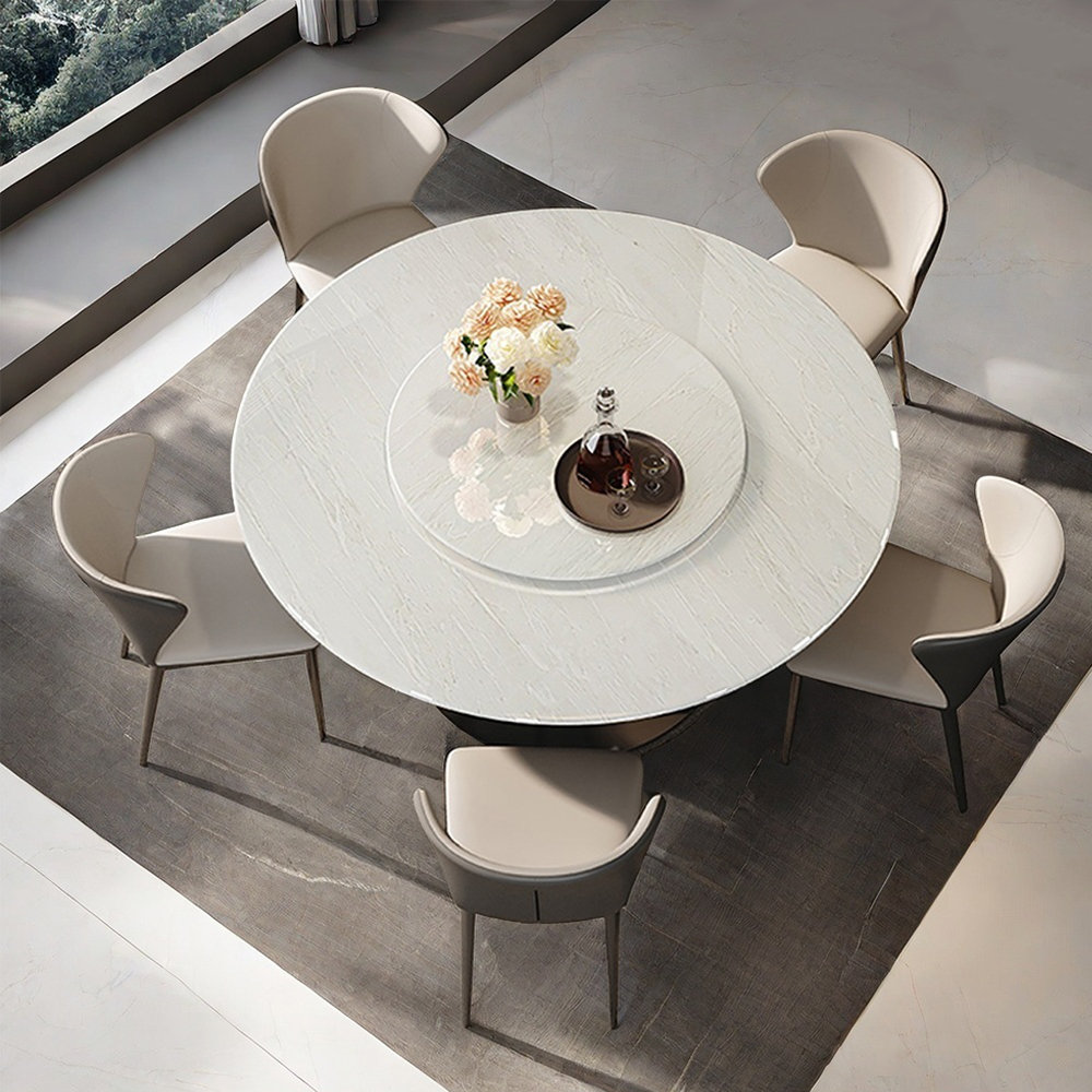 ALLNICEDT Simple Modern Luxury Marble Round Dining Table Set | Wayfair