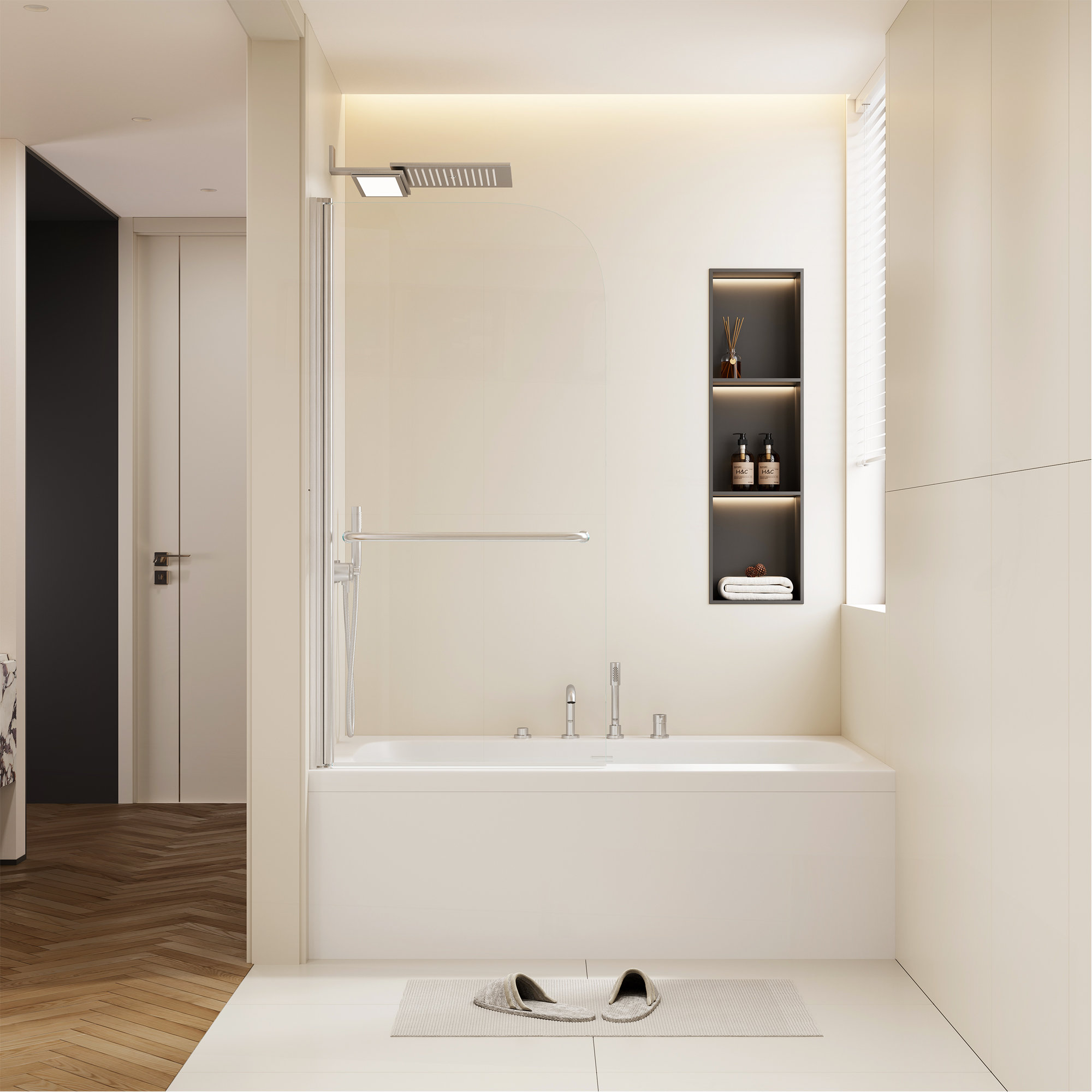 Alxfarton 30 In. W * 58 In. H Rotation Shaft Door Shower Doors For ...