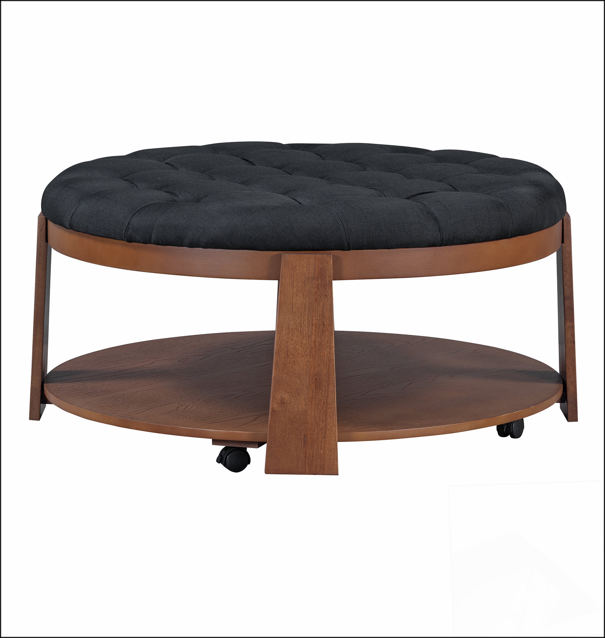 Red Barrel Studio® Modern Large Round Ottoman Coffee Table 2Tier ...